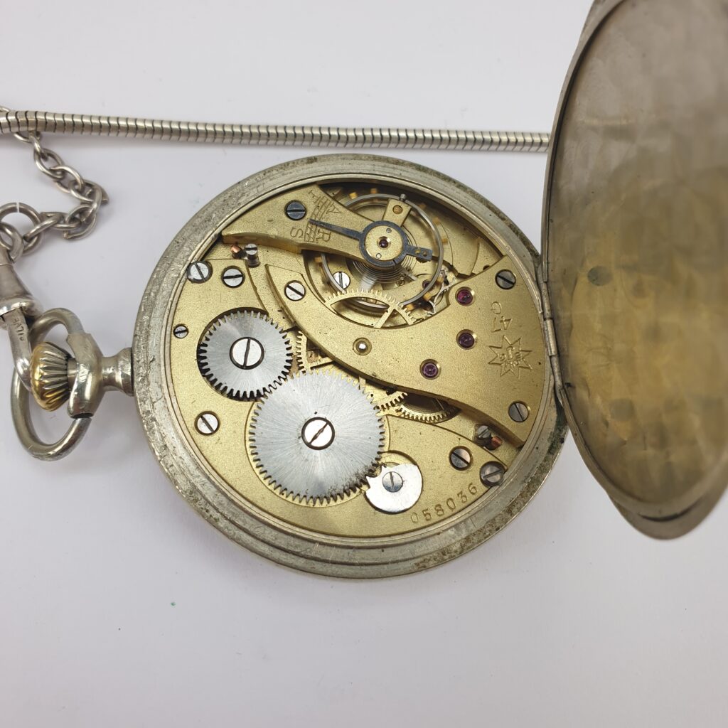cWW1 Bravingtons Military Type Steel Pocket Watch With Chain - Sally ...