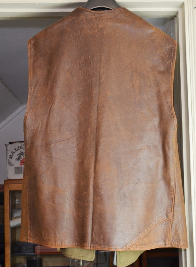 Original British WW2 Leather Machine Gunner’s Jerkin Vest - Sally Antiques