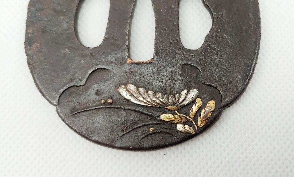Antique Japanese Edo Period Bronze Katana Sword Tsuba With A Butterfly ...