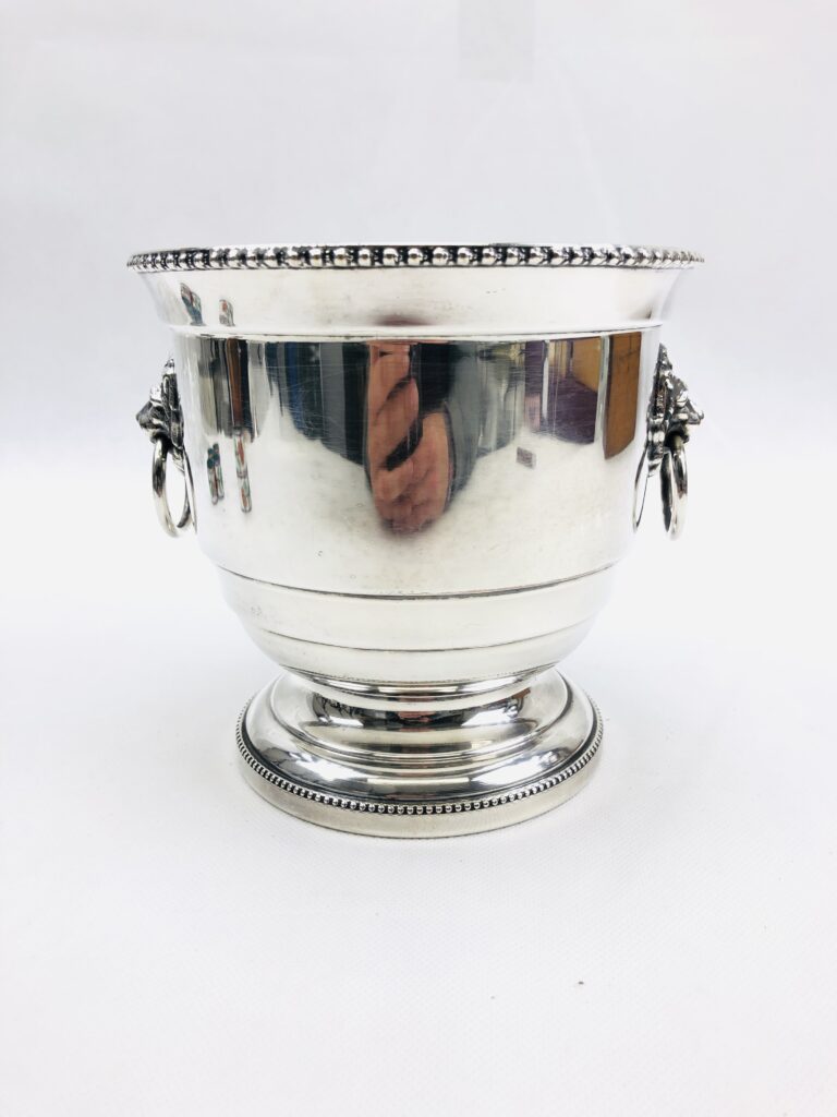 Elegant English Silver Plated Lion Head Urn Ice Bucket - Sally Antiques