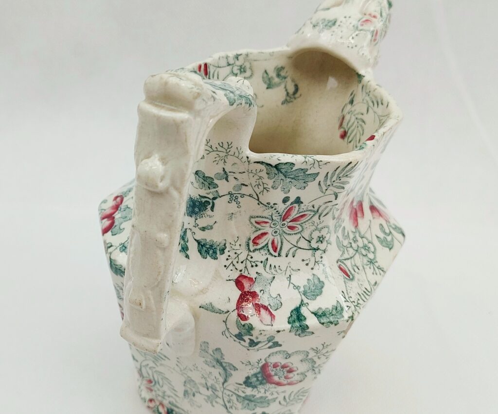 c1840 Victorian Floral Jug With Animal Spout - Sally Antiques