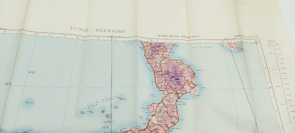 Original WW2 Tunis – Palermo War Office Map No. 2758 c1944 - Sally Antiques