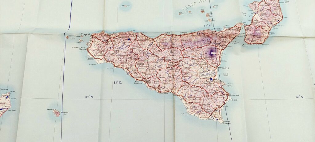 Original WW2 Tunis – Palermo War Office Map No. 2758 c1944 - Sally Antiques
