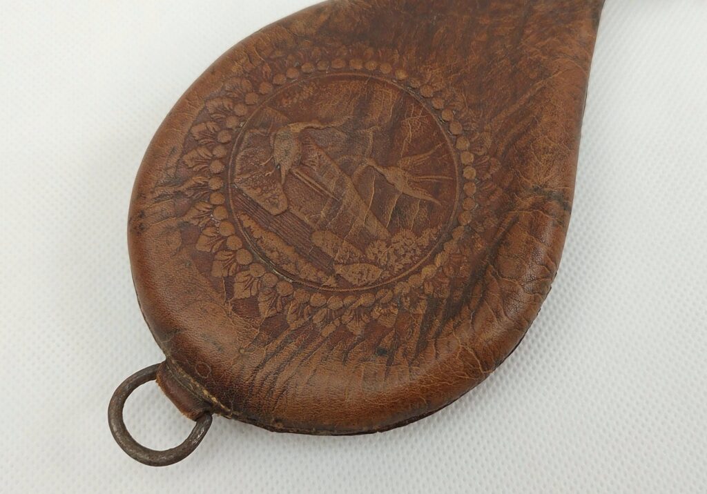 Antique Leather And Brass Powder Horn #4 - Sally Antiques