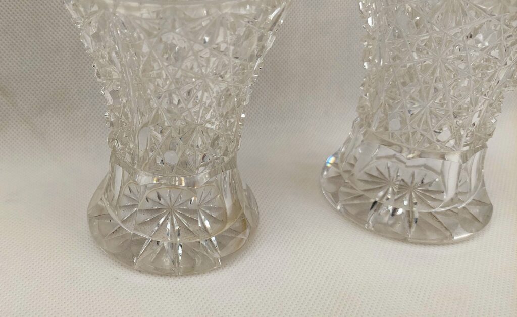Pair Of Victorian Crystal Cut Glass Vases - Sally Antiques