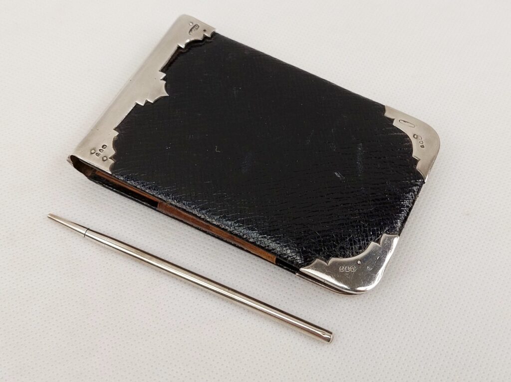 c1890 Sterling Silver Mounted Notebook & Mechanical Pencil - Sally Antiques