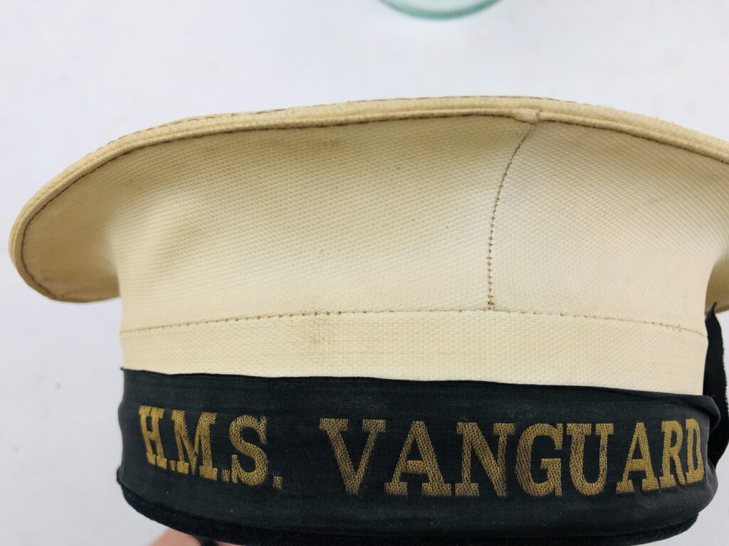Original Cap of HMS Vanguard - Sally Antiques