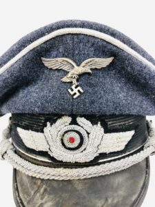 Reproduction WW2 Luftwaffe Officers Visor Cap - Sally Antiques