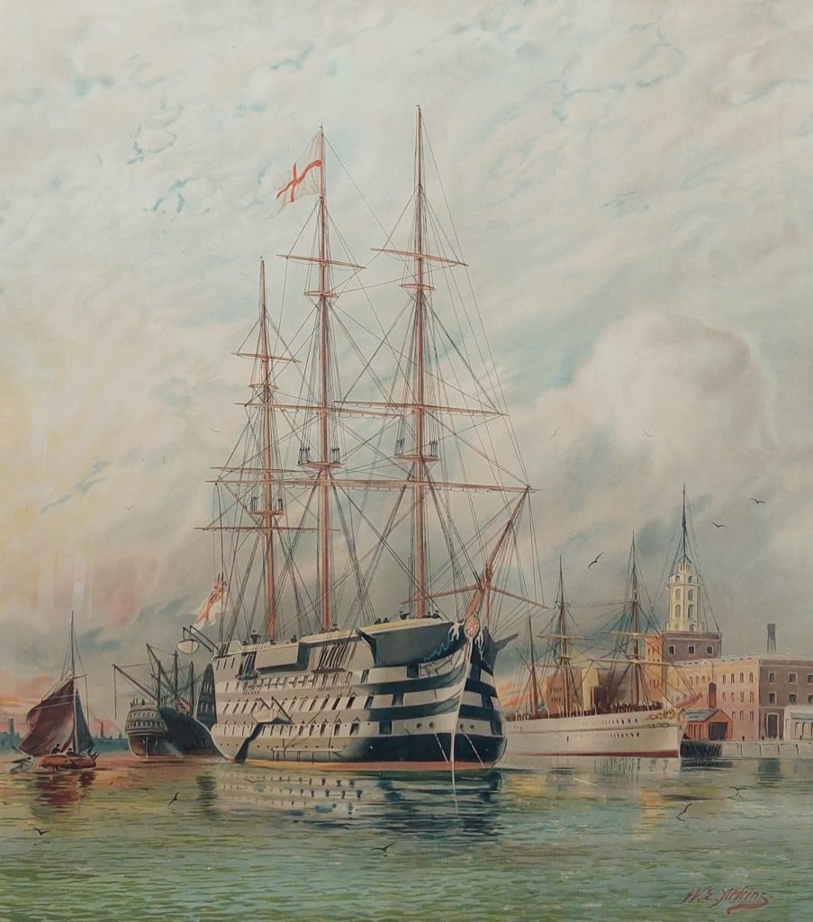 Framed Victorian Chromolithogaph Of HMS Victory By W. E. Atkins - Sally ...