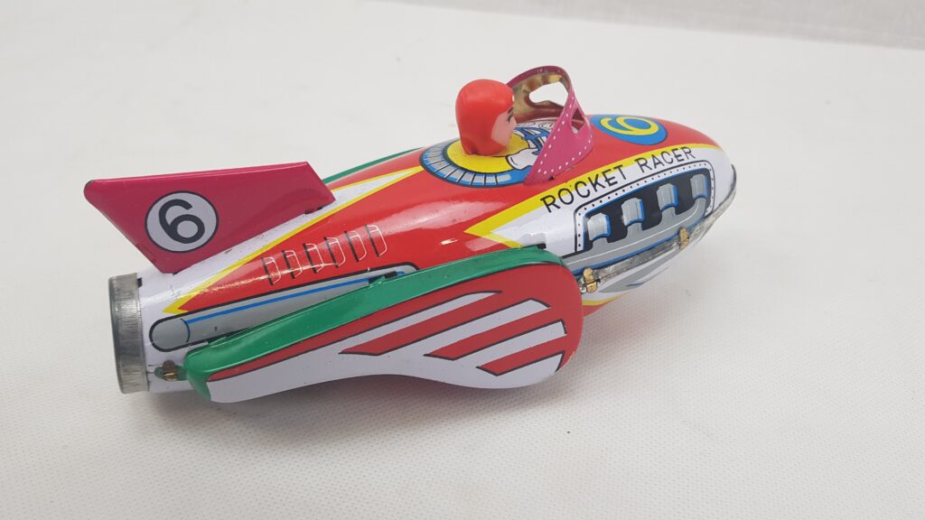 Boxed Vintage Chinese Tinplate Rocket Racer MF 735 - Sally Antiques