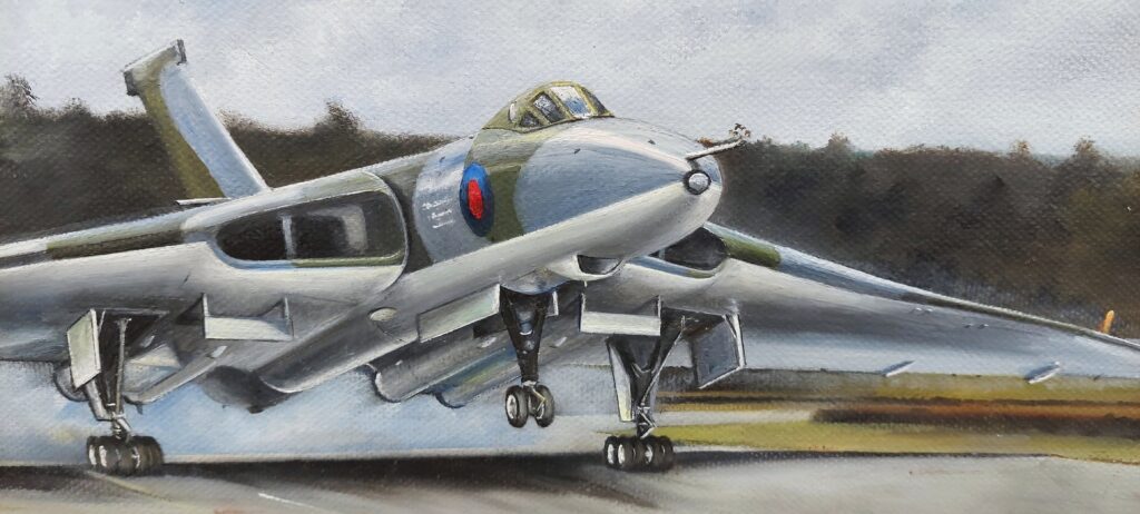 Framed Acrylic on Canvas Painting of Avro Vulcan XM655 by Jon Westwood ...