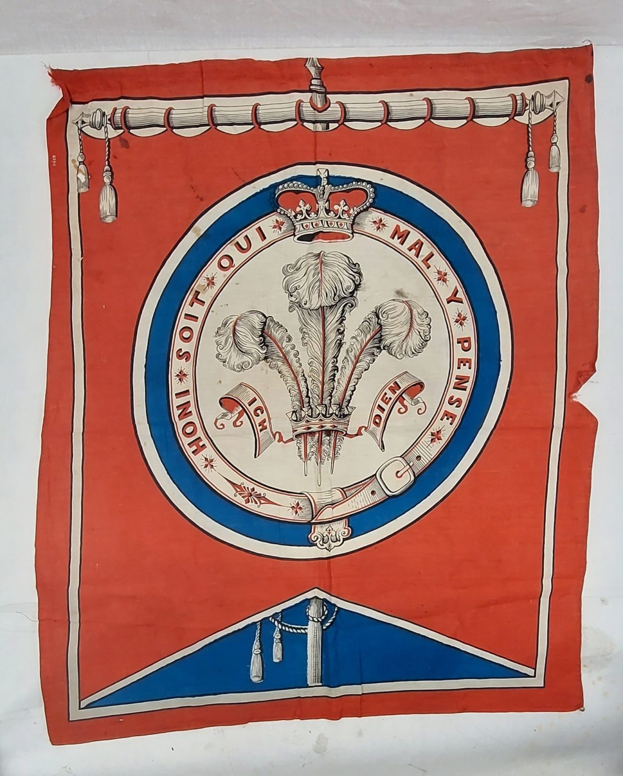 Victorian Prince of Wales Feathers Flag - Sally Antiques