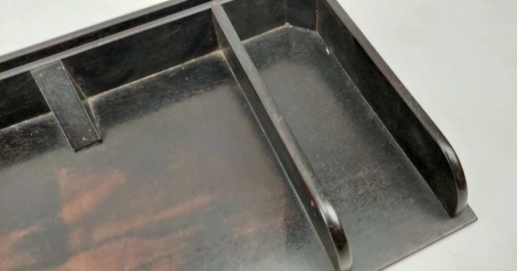 London 1920 Sterling Silver Mounted Ebony Desk Tidy - Sally Antiques