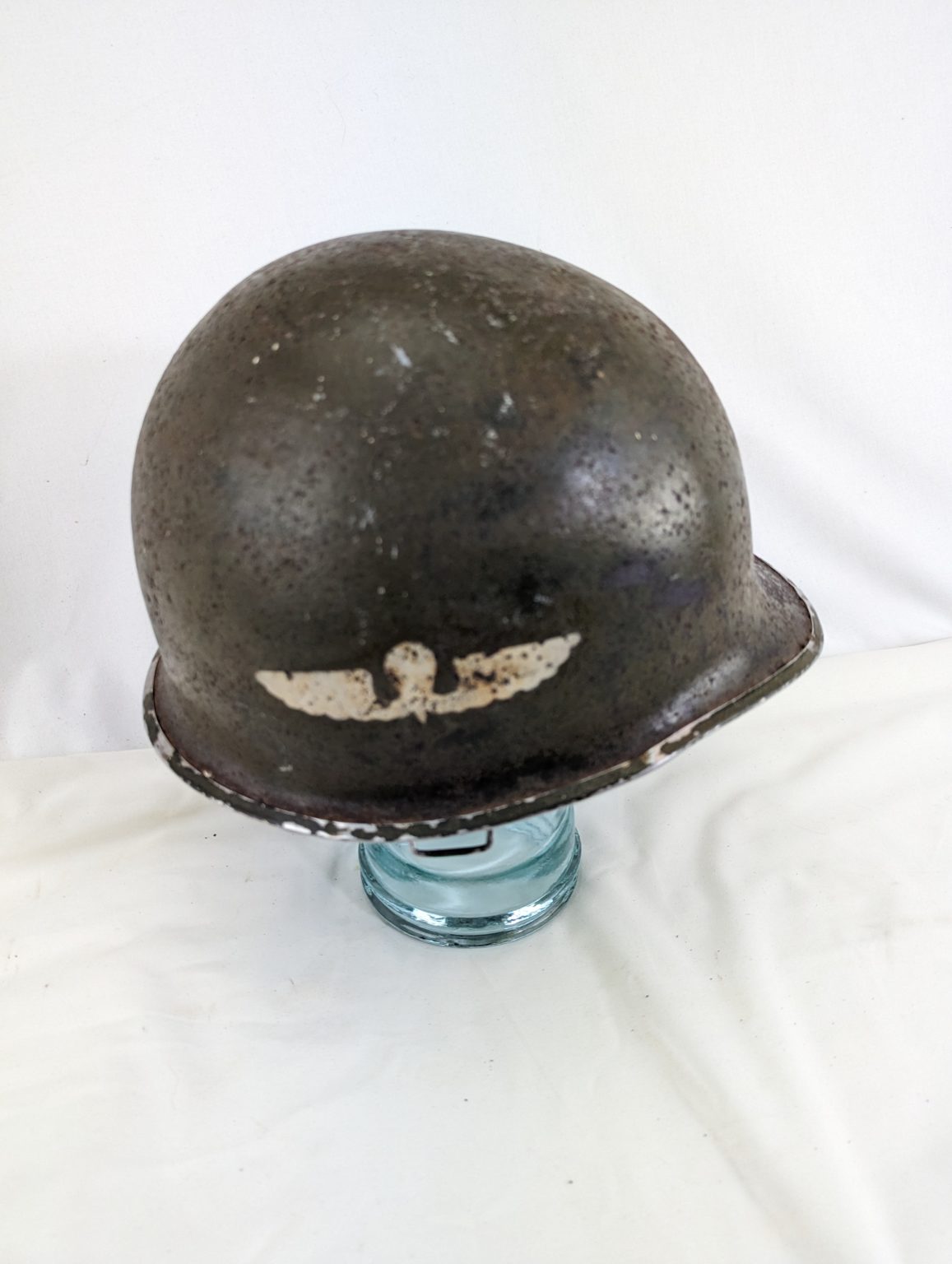WW2 US M1 Helmet with Navy & Marine Parachutist Insignia - Sally Antiques