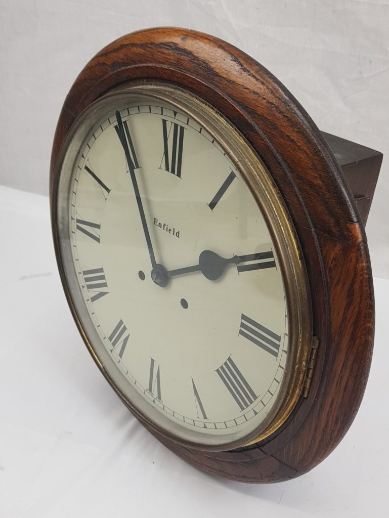 Circa 1920 Enfield Round Dial Striking Oak Wall Clock - Sally Antiques
