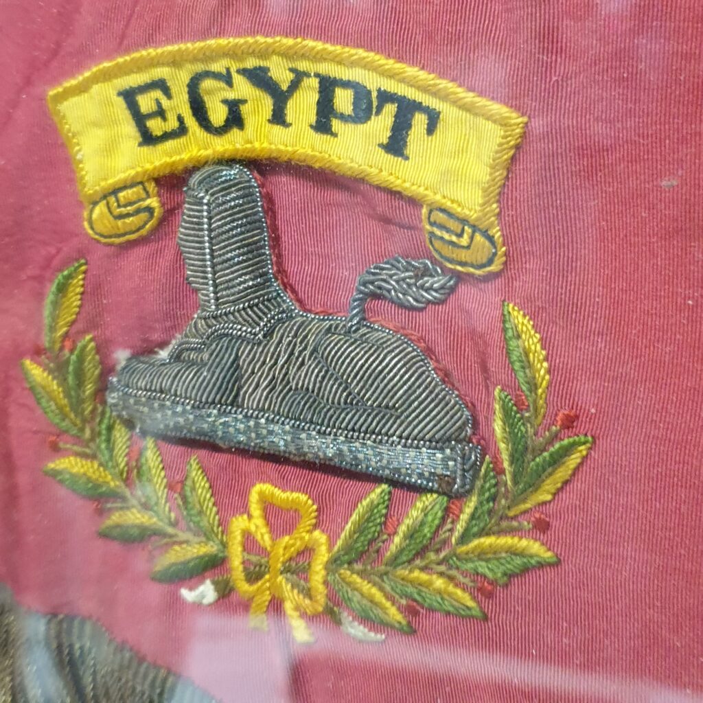 Framed 1st Battalion Scots Guard Trumpet Bagpipe Banner - Sally Antiques