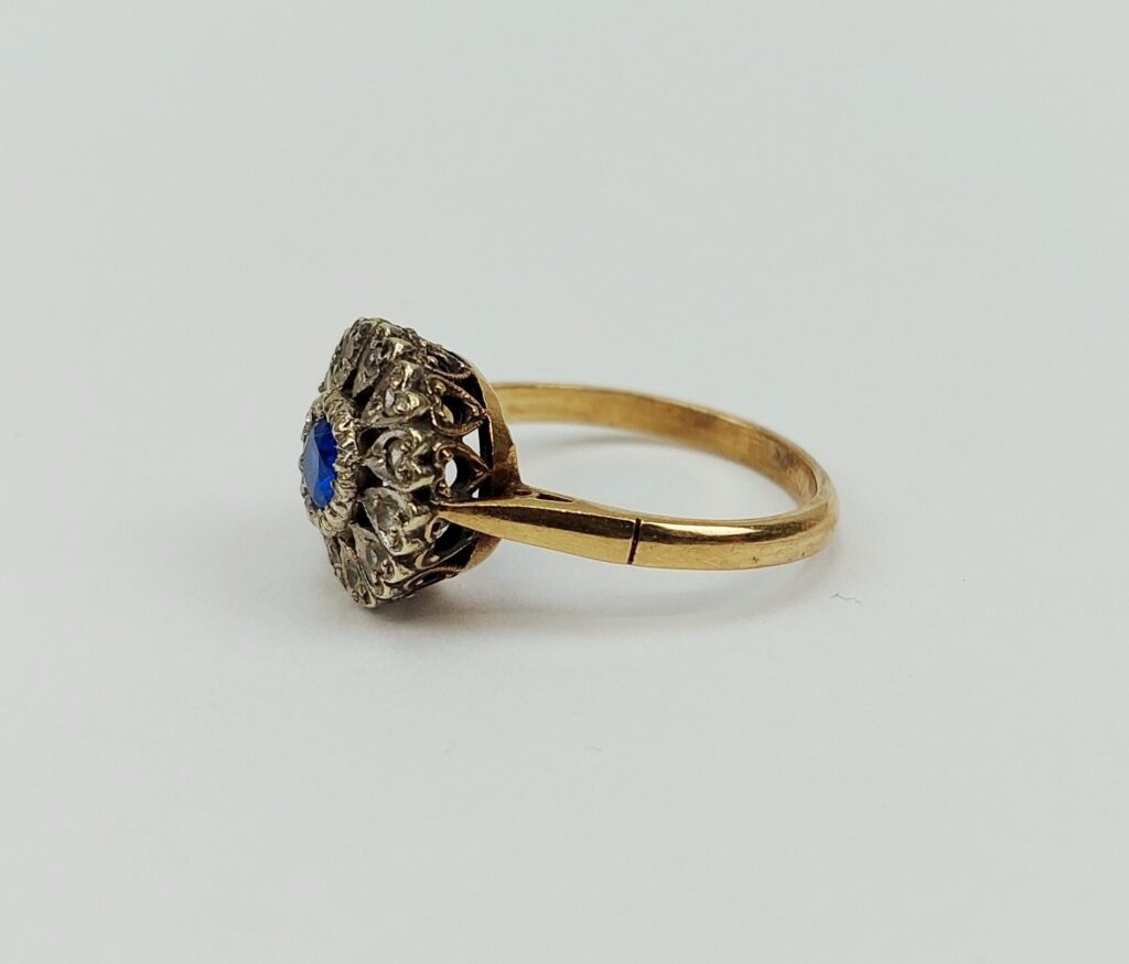 9ct Yellow Gold White & Blue Spinel Ring UK Size N, US 6.75 - Sally ...