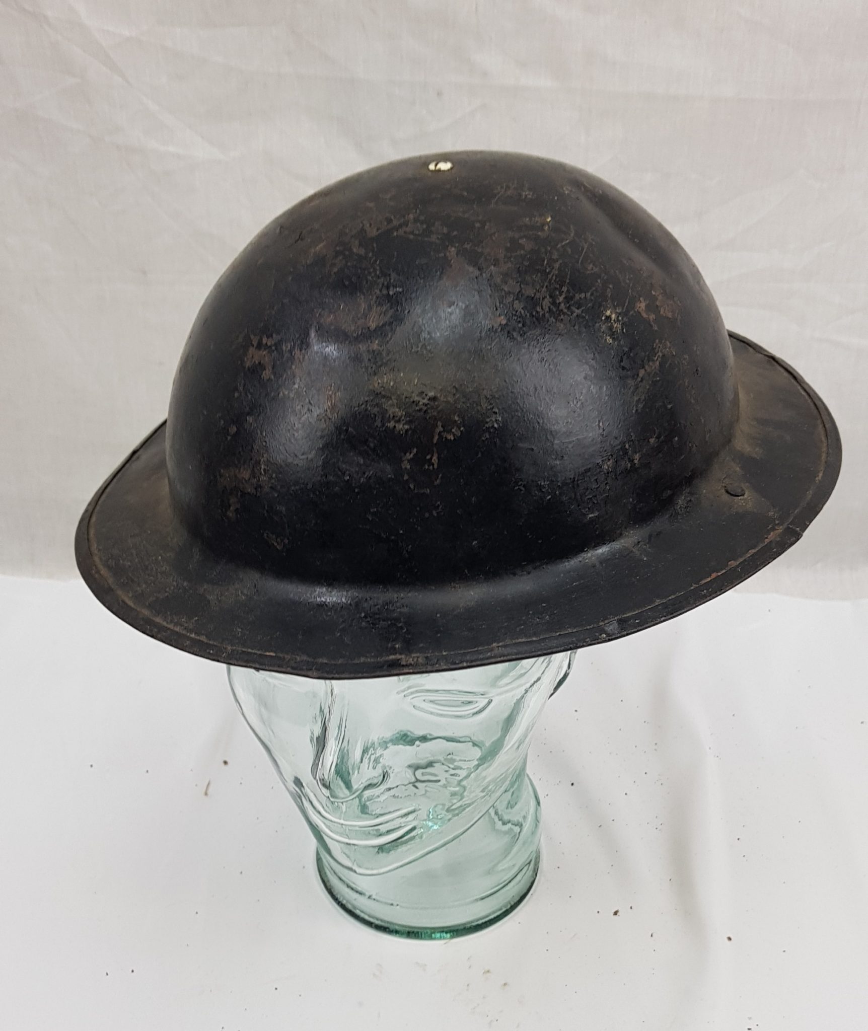 WW2 Black Painted Brodie Helmet - Sally Antiques