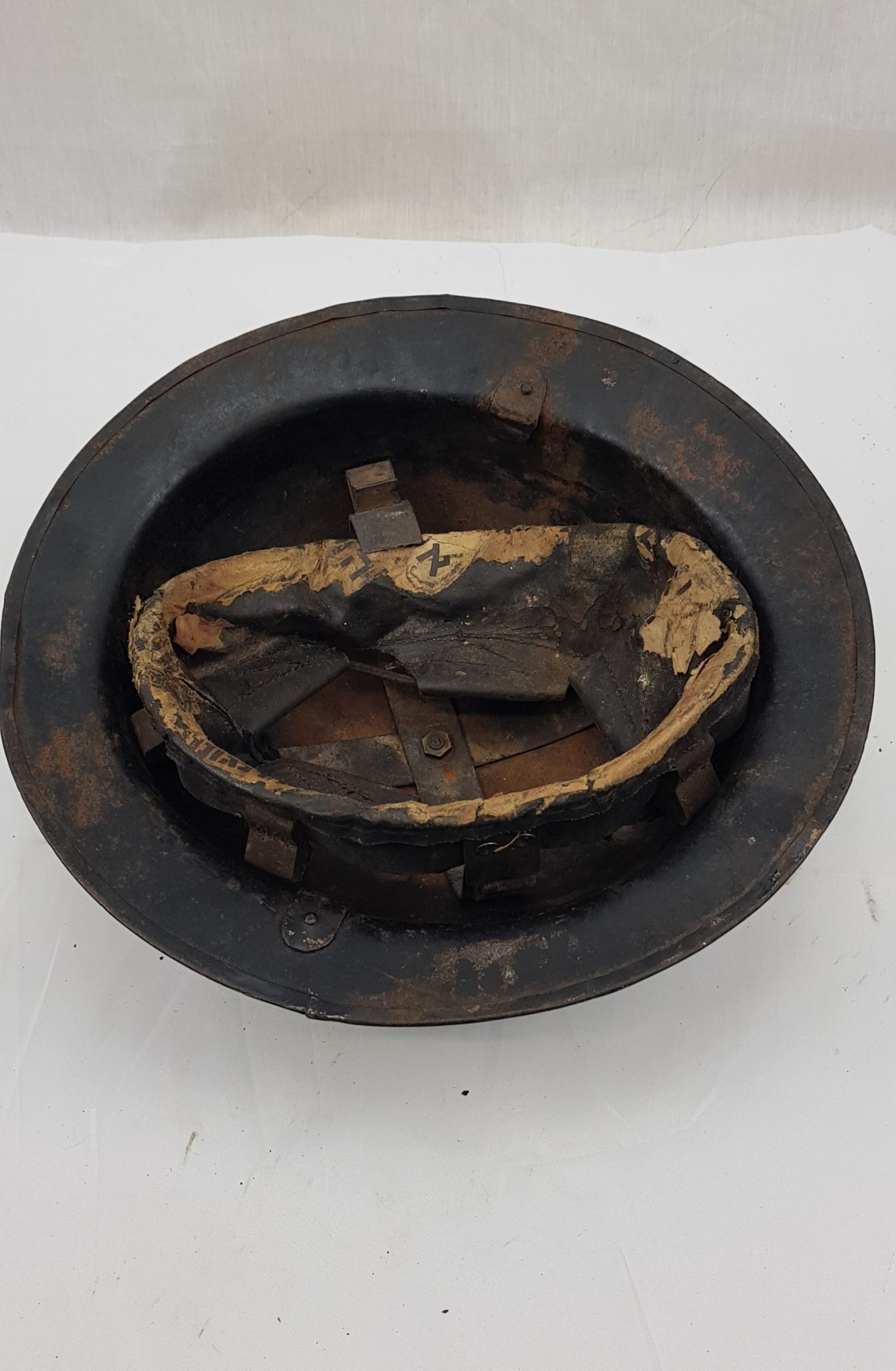 WW2 Black Painted Brodie Helmet - Sally Antiques