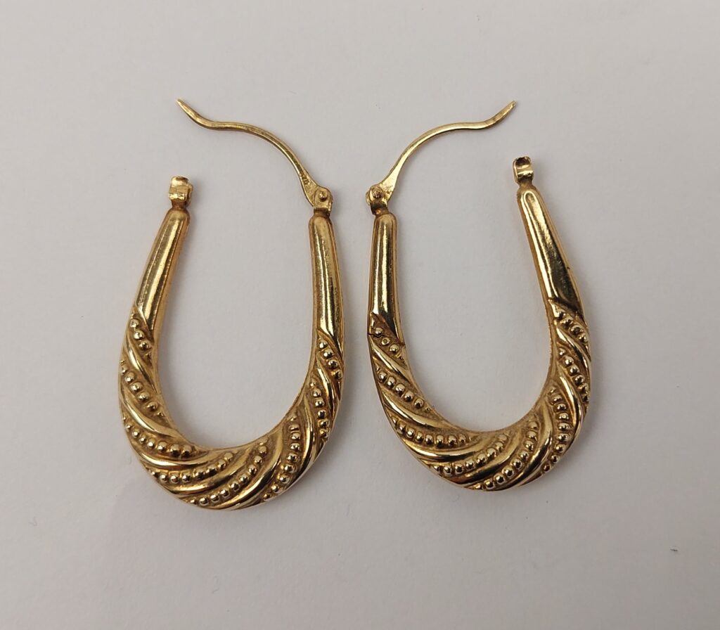 9ct Yellow Gold Creole Hoop Earrings - Sally Antiques