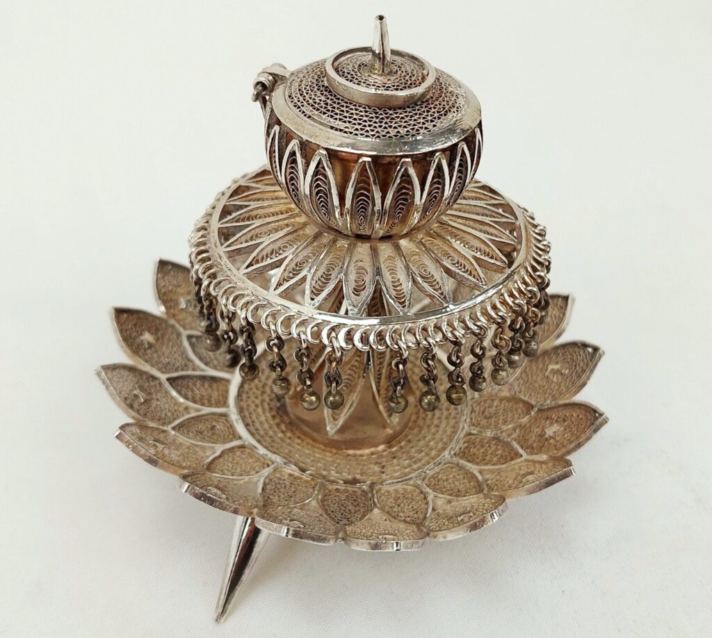 Portuguese Silver Filigree Inkwell Ex-Admiral Charles Beresford - Sally ...