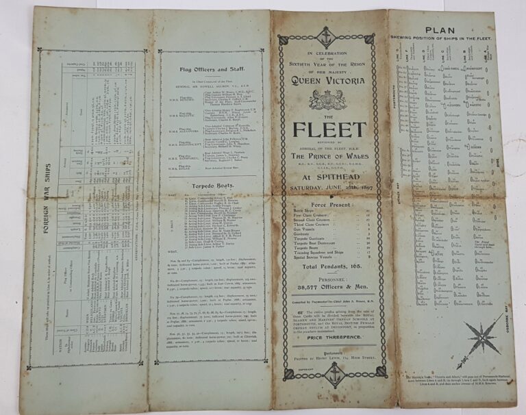 Rare Queen Victoria 1897 Spithead Naval Review Leaflet - Sally Antiques