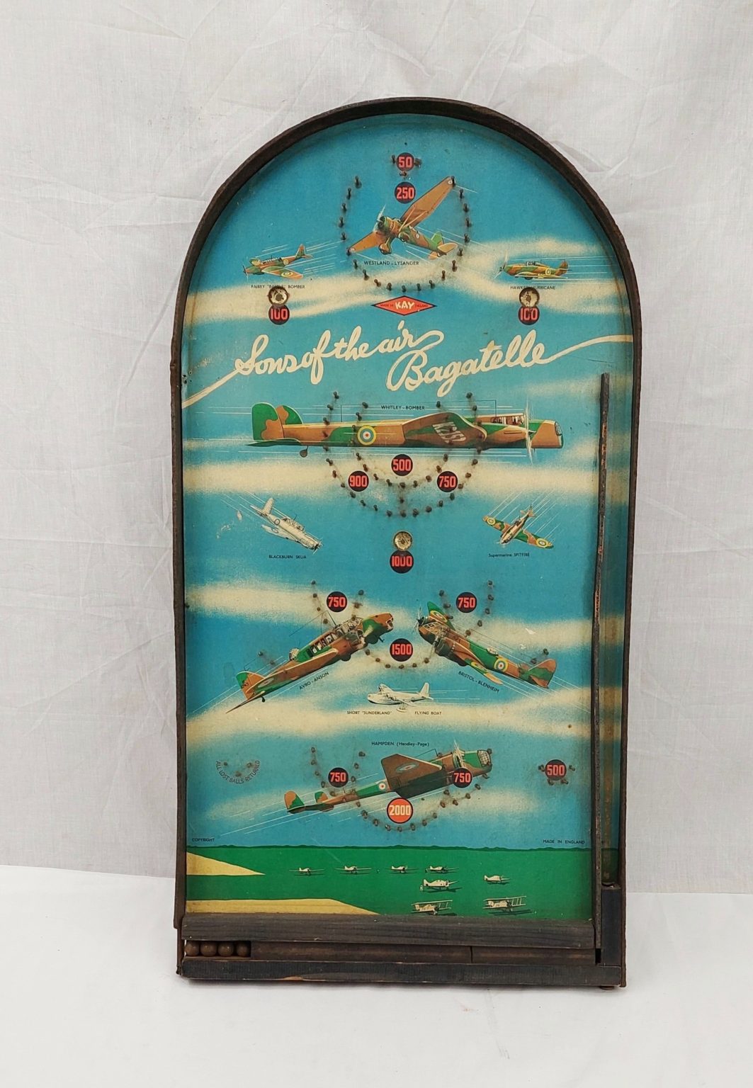 Kay Toys 1950s Sons Of The Air Bagatelle With WW2 Aircraft - Sally Antiques