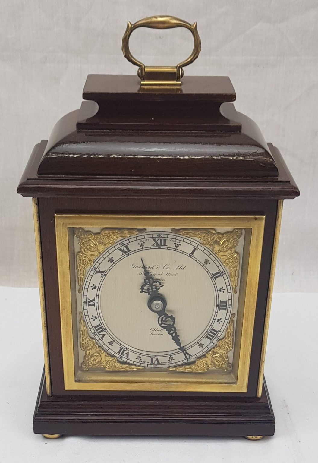 Vintage Garrard Elliot Mahogany 8 Day Mantle Clock - Sally Antiques