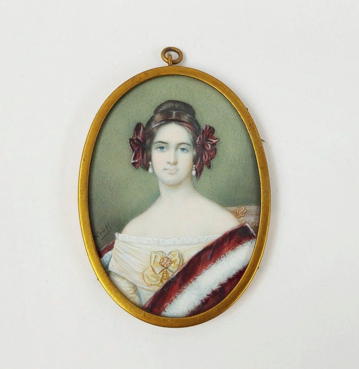 Fine Victorian Miniature Portrait On Porcelain Of Mathilde Freun A ...