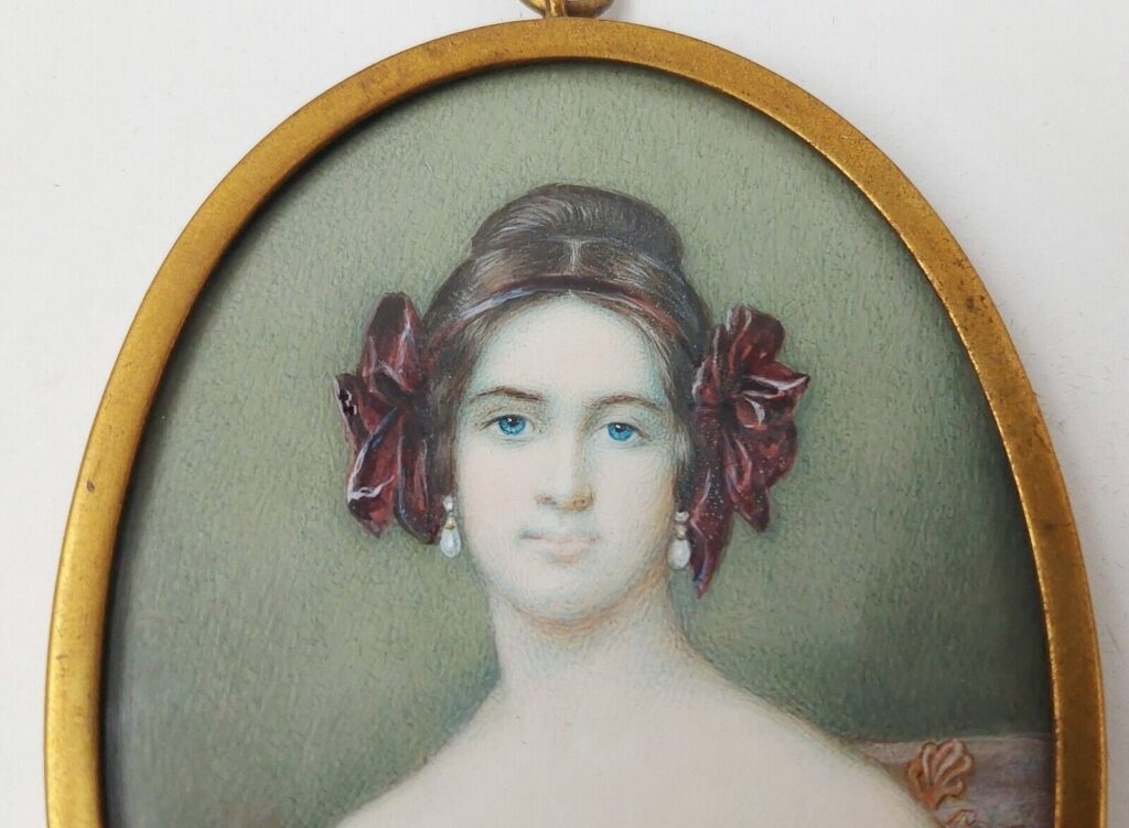 Fine Victorian Miniature Portrait On Porcelain Of Mathilde Freun A ...