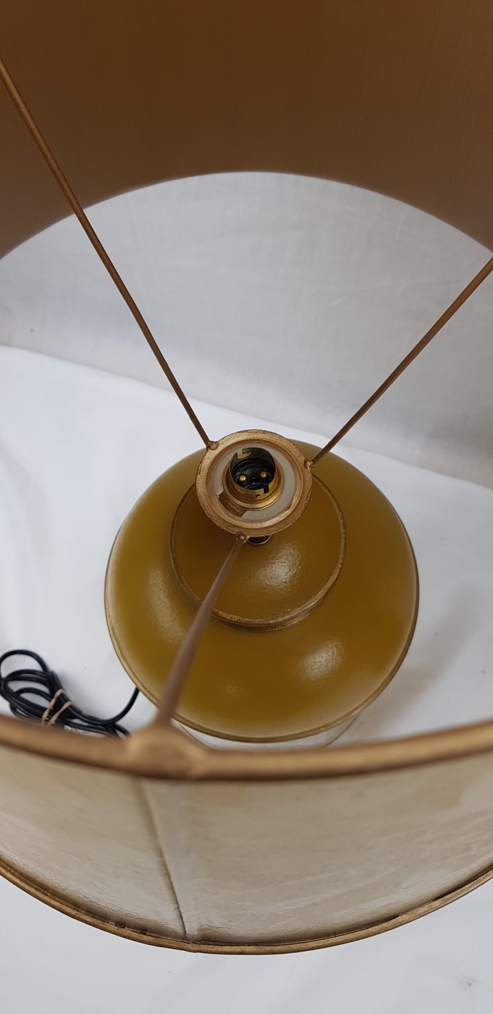 Pair of Modern French Toleware Lamps in Mustard With Armorial Crests ...