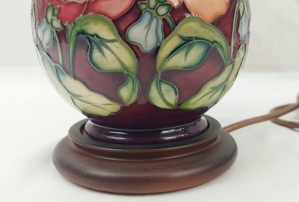 c2000 Moorcroft Pansy Pattern Lamp - Sally Antiques