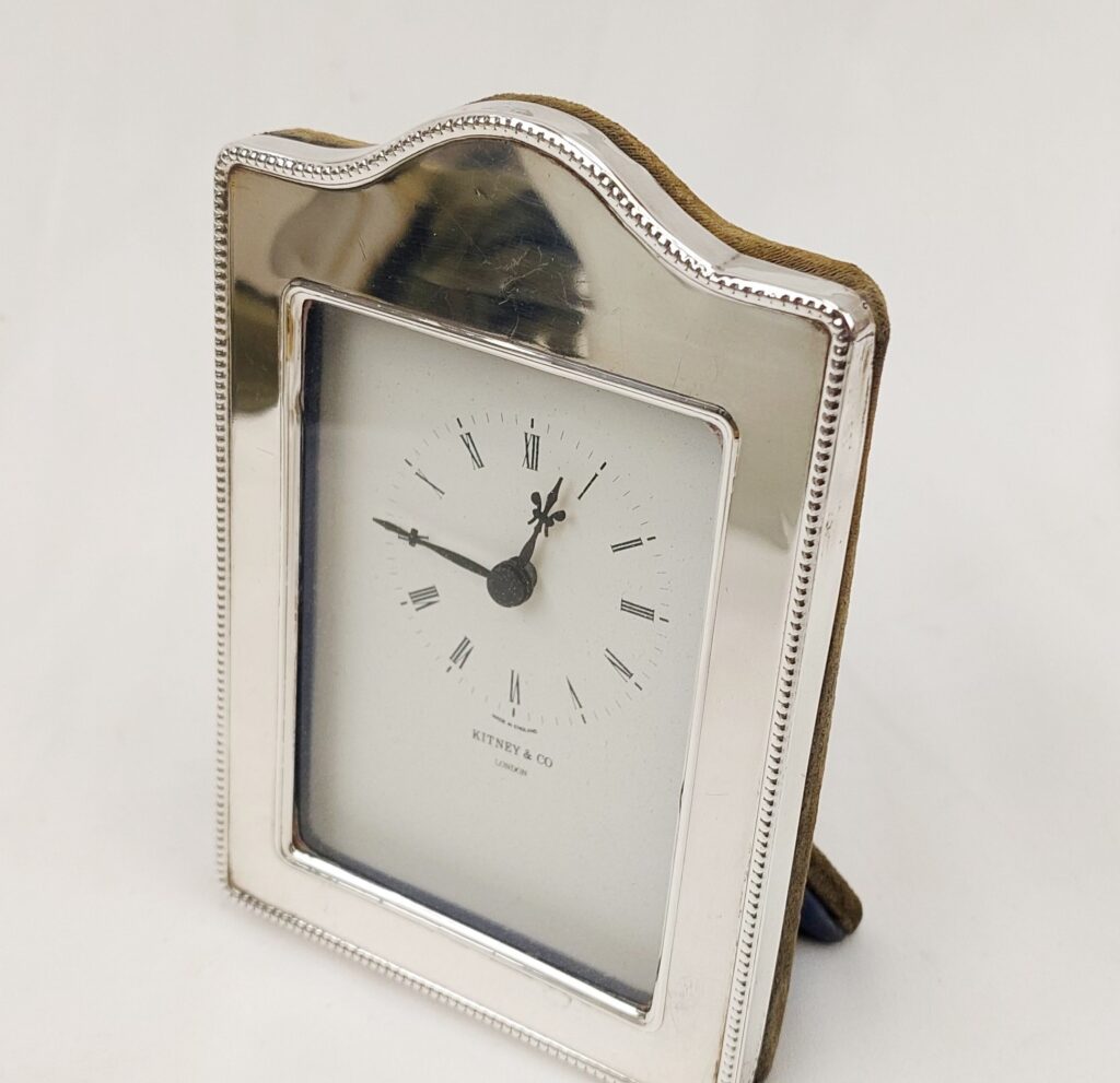 Kitney & Co. Sterling Silver Framed Clock c1993 - Sally Antiques
