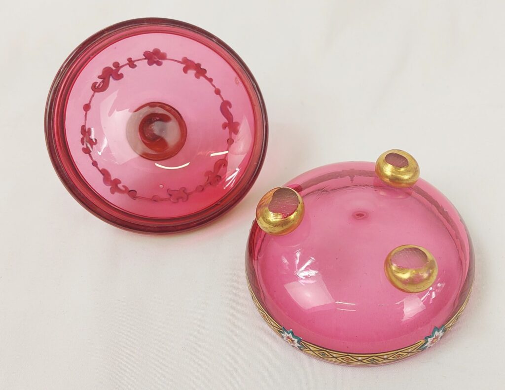 c1880 Moser Cranberry Glass Dressing Table Set - Sally Antiques