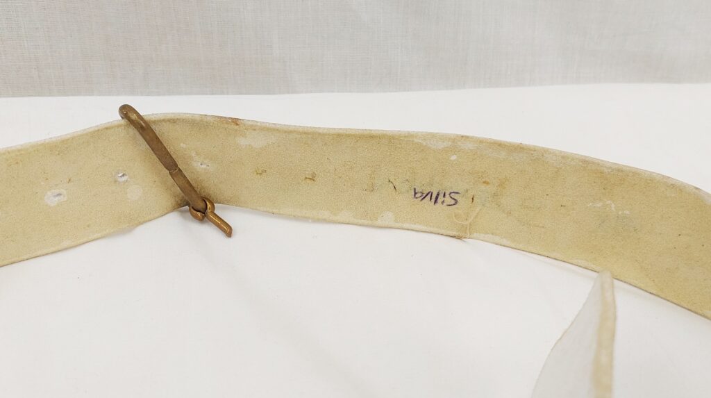 British White Leather Kings Crown Military Belt - Sally Antiques
