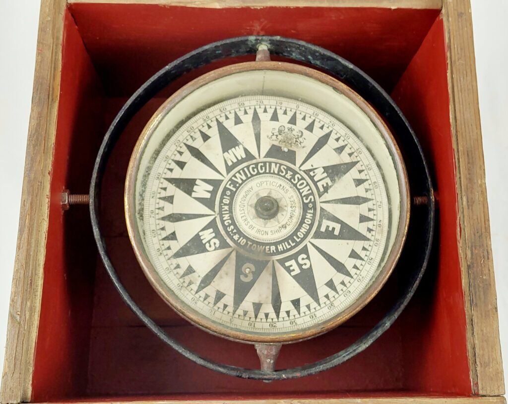 Circa WW1 Cased F Wiggins & Sons Marine Dry Card Compass - Sally Antiques