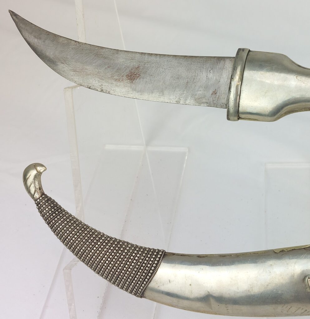 Ornate Silver Jambiya Dagger and Scabbard - Sally Antiques