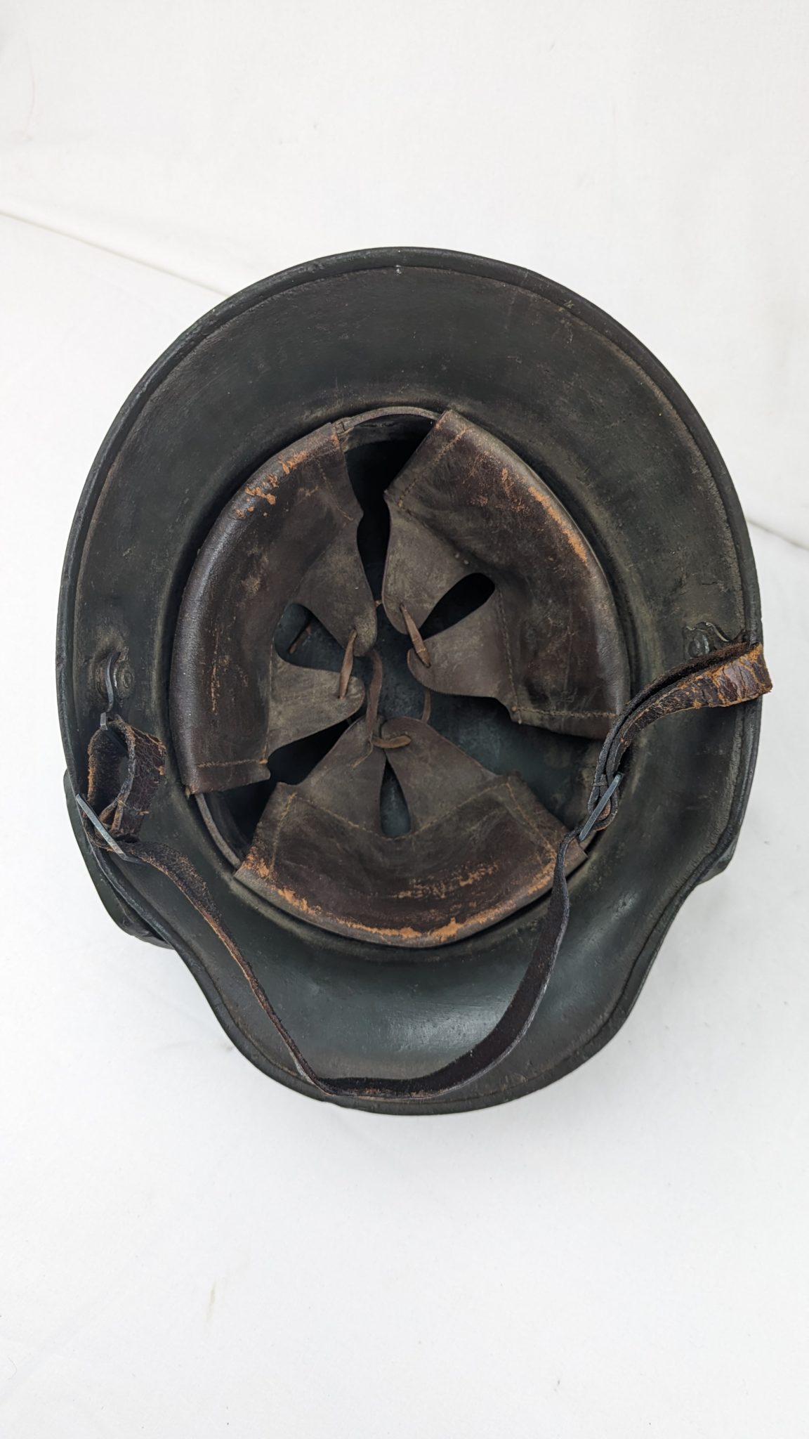 WW1 German M16 Helmet with Brow Plate (Stirnpanzer) - Sally Antiques