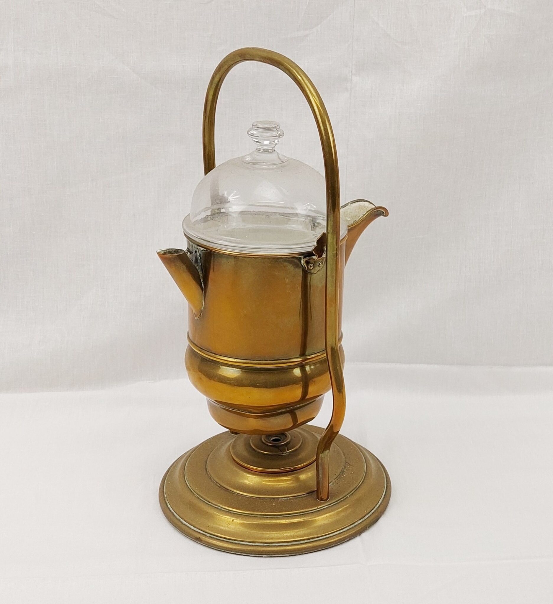Antique Brass Coffee Pot on Stand - Sally Antiques
