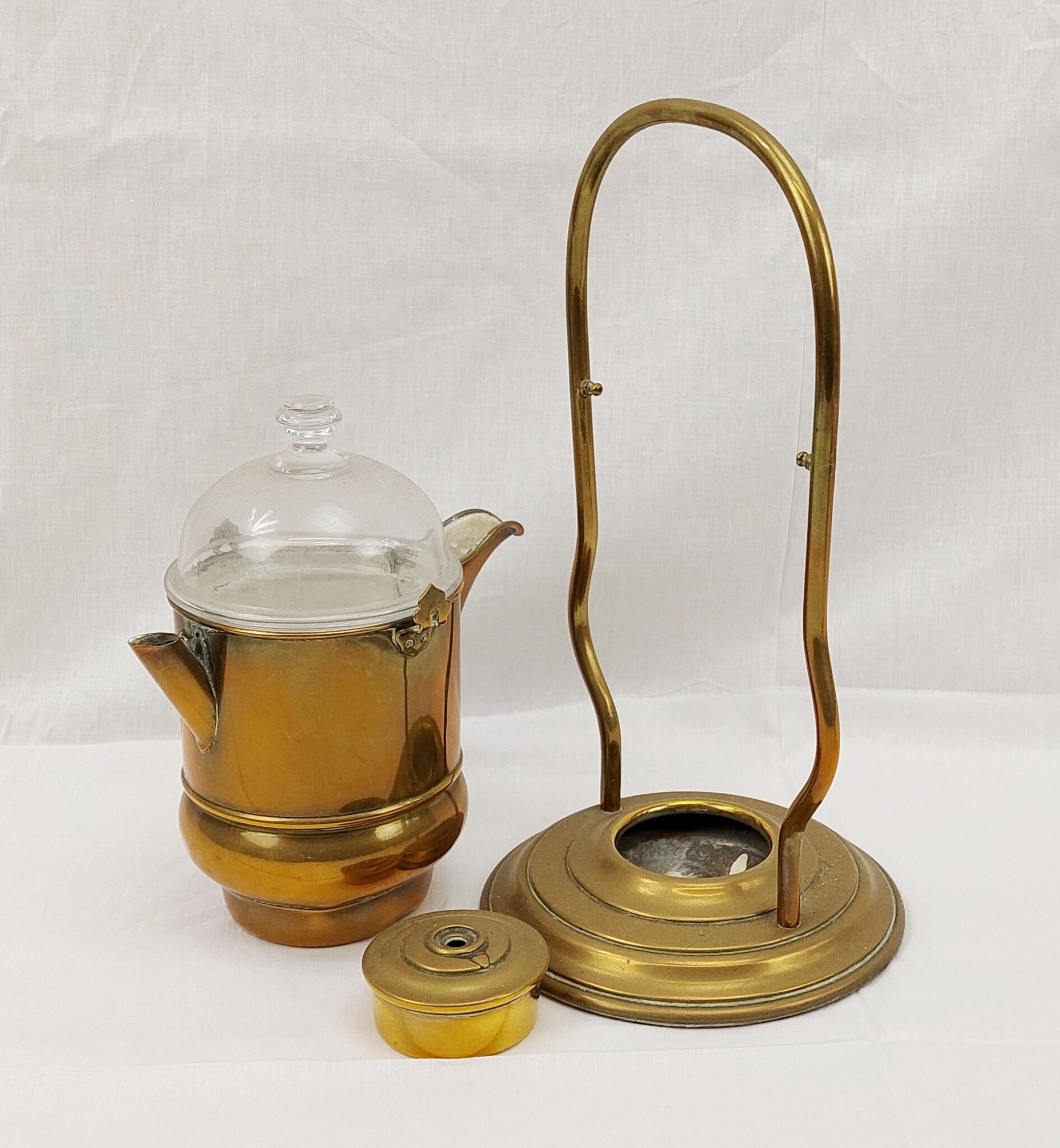 Antique Brass Coffee Pot on Stand - Sally Antiques