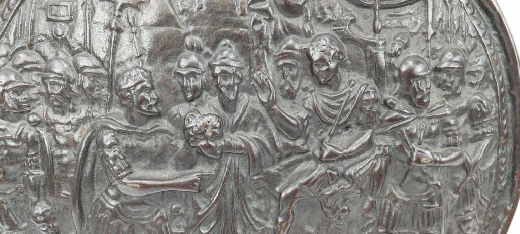 Victorian Cast Iron Plaque With Historical Roman Scene - Sally Antiques