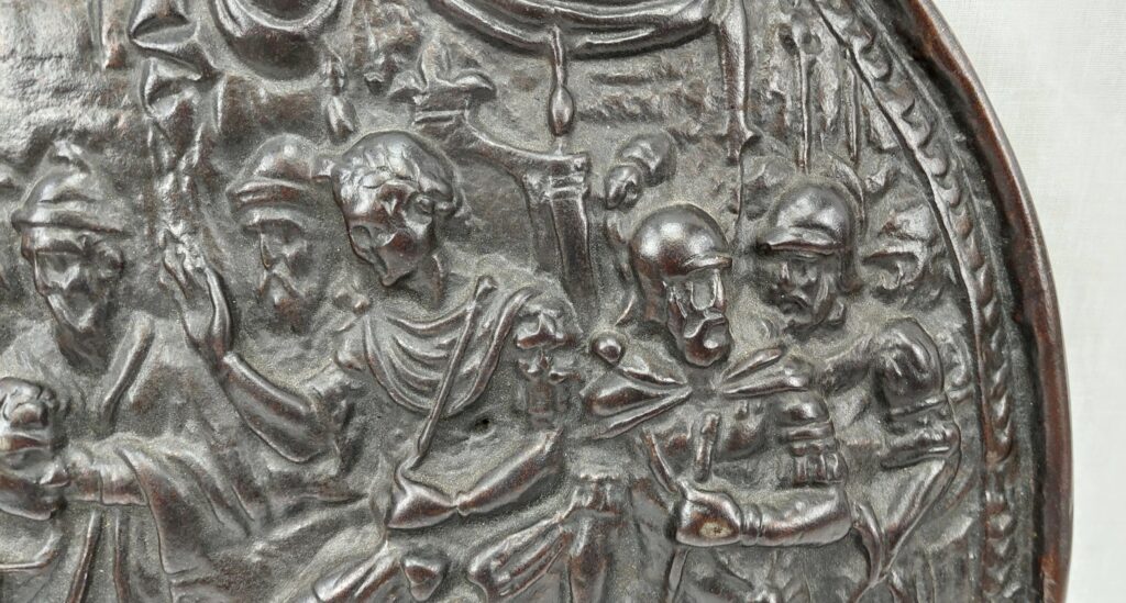 Victorian Cast Iron Plaque With Historical Roman Scene - Sally Antiques