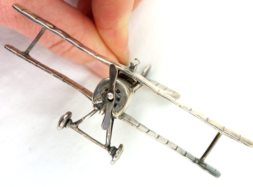 Miniature WW1 Fighter Biplane French Nieuport 17, 925 Sterling Silver ...