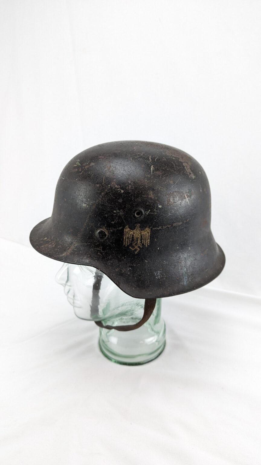 Original WW2 Single Decal M42 German Helmet - Sally Antiques