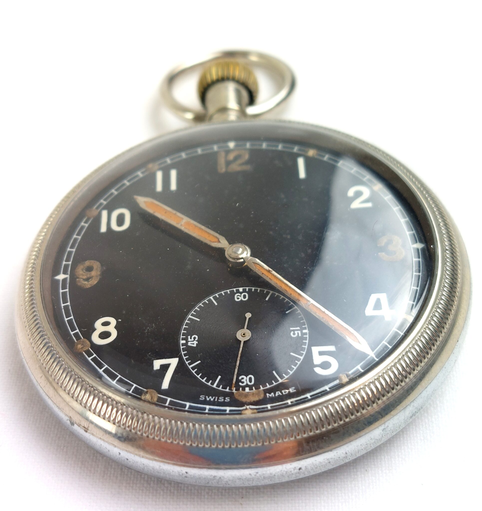 WW2, British, Military, GSTP Pocket Watch, Swiss Made, Unsigned, Black ...