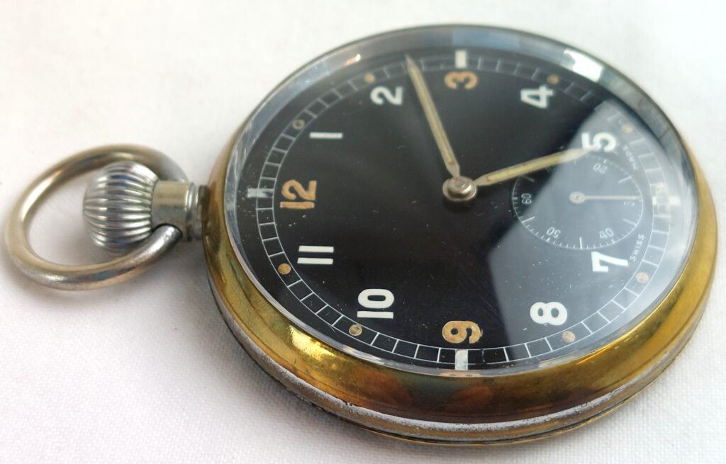 WW2, British, Military GSTP Pocket Watch, Swiss Made with Field Case ...