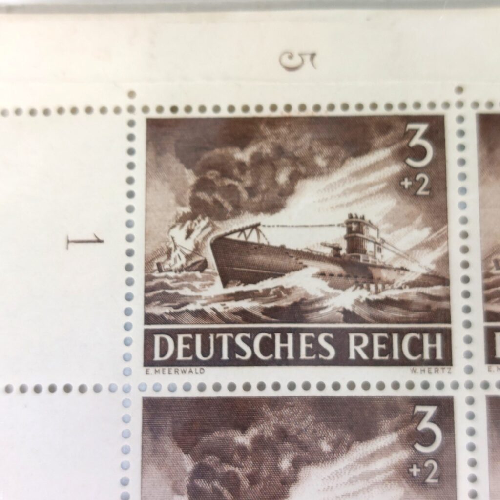 German, WW2, 1943 Wehrmacht Day Commemorative U-boat Sheet of Stamps ...