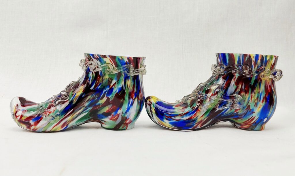 Pair Of Murano Glass Boots - Sally Antiques