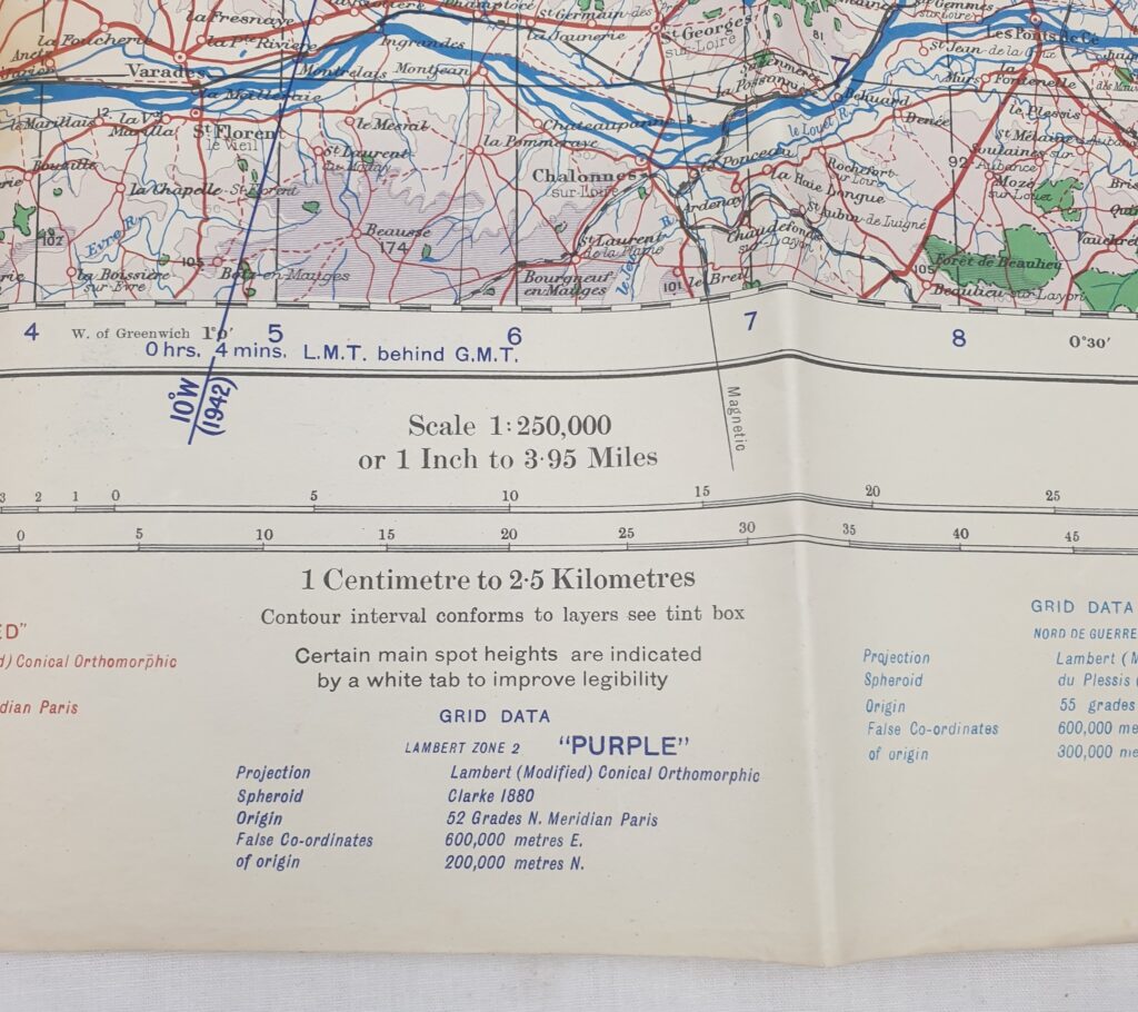WW2 RAF Navigators 1943 Dated Map Of Central France - Sally Antiques