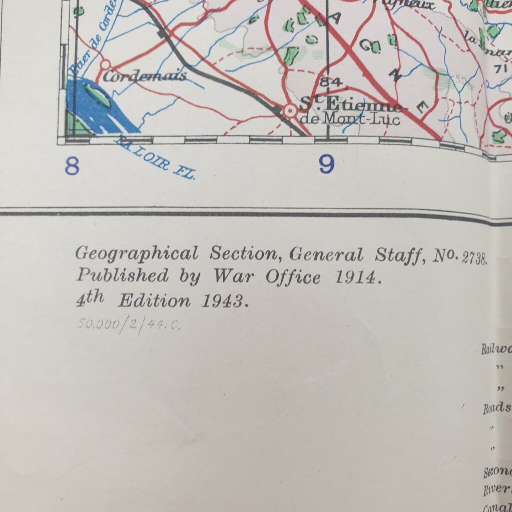 WW2 RAF Navigators 1943 Dated Map Of Central France - Sally Antiques